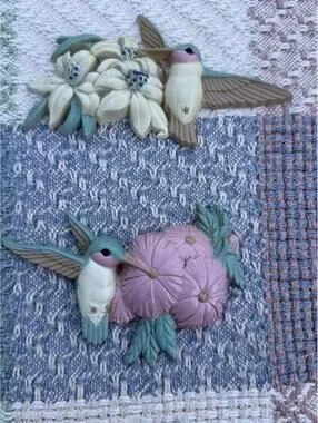 Other | Set Of 5 Vintage Hummingbird And Flower Wall Plaques | Poshmark